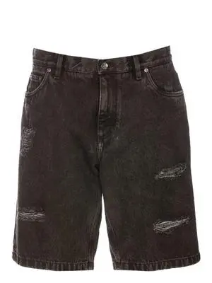 Dolce & Gabbana Ripped-detailing Knee-length Denim Shorts - Black