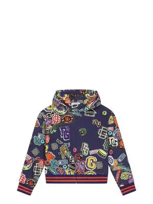 Dolce & Gabbana Sticker-print Zip-up Hoodie - Black
