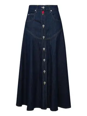 Kenzo Long Flared Denim Skirt - Black