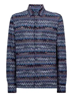 Missoni Chevron Printed Long-sleeved Shirt - Blue