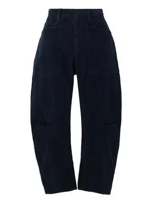 NILI LOTAN Shon Cotton-blend Corduroy Tapered Pants Navy
