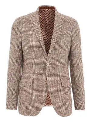 Etro Wool Jacket With Check Working - Nude