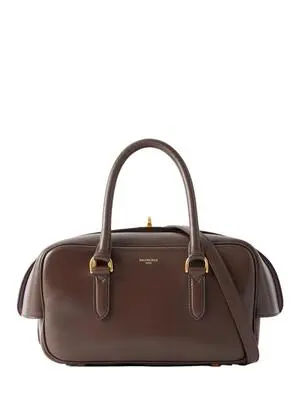Balenciaga Le 7 Bowling Full-grain Leather Shoulder Bag - Brown