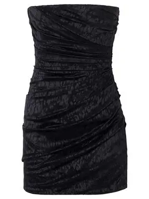 Alex Perry Gathered Leopard-print Lace Bustier Mini Dress - Black