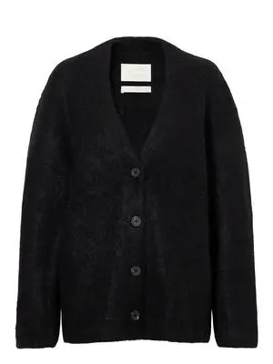 LAUREN MANOOGIAN Brushed Alpaca, Pima Cotton And Merino Wool-blend Cardigan - Black
