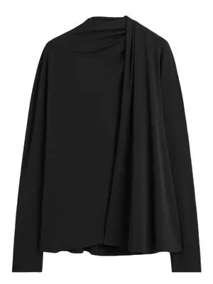 TOTEME Asymmetric Draped Blouse Black Black