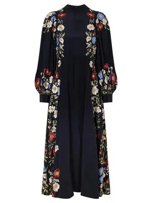 SEA Ruwa Floral-embroidered Jacquard Midi Dress