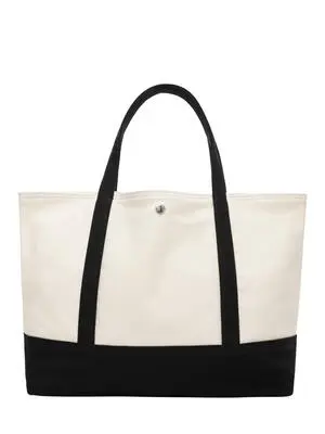 TOTEME Contrast-trim Beach Tote Bag - Light Beige/black