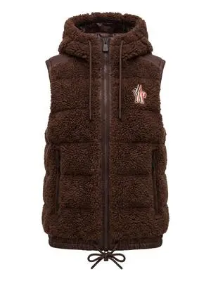 Moncler Teddy Hooded Insulated Vest - Brown