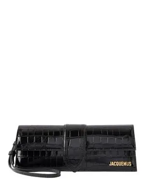 Jacquemus La Pochette Bambino Crocodile-effect Leather Clutch - Black