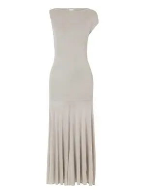 ST. AGNI Ribbed Tencel™ Lyocell-blend Jersey Maxi Dress - Beige