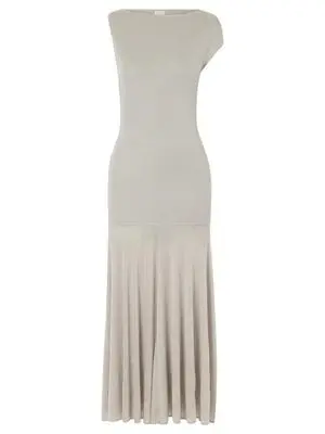 ST. AGNI Ribbed Tencel™ Lyocell-blend Jersey Maxi Dress - Neutrals