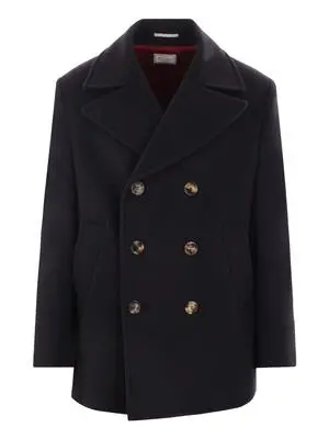 Brunello Cucinelli Double-breasted Straight Hem Coat - Black
