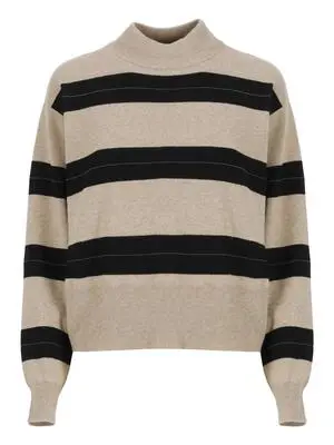 BRUNELLO CUCINELLI Brunello Cucinelli Mock-Neck Drop-Shoulder Striped Jumper