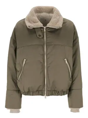 Brunello Cucinelli Zipped Padded Bomber Jacket - Khaki
