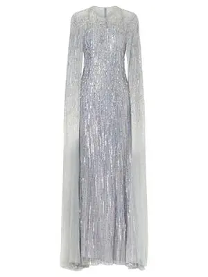 Jenny Packham Cosmic Dust Sequin-embellished Gown - Silver