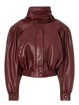 Chloé Scarf-detail Leather Jacket - Burgundy