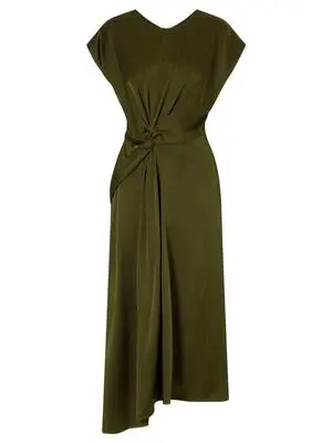 Victoria Beckham Aria Draped Asymmetric Satin Midi Dress - Green