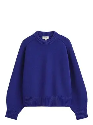 Cos Rounded Wool Crew-neck Sweater Blue