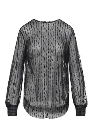 Alberta Ferretti Tulle Blouse - Black