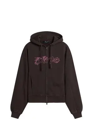 DIME Distressed Terry Zip Hoodie - Brown