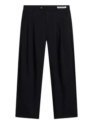PORTER JAMES Dart-knee Pleated Trousers - Navy
