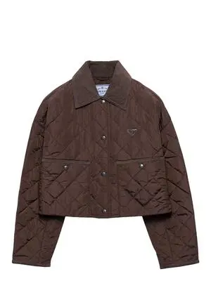 Prada Lightweight Re-nylon Cropped Blouson Jacket Brown