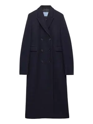 Prada Double-breasted Shetland Wool Coat - Blue