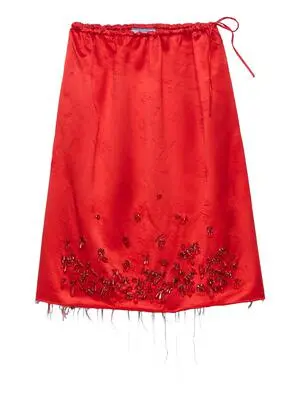 PRADA Satin Skirt With Embroidery