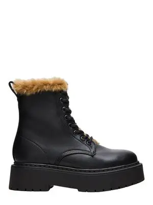 STEVE MADDEN Buffy Faux Fur Lace-up Booties