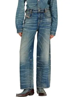 DIESEL® Relaxed Jeans High Waist 1982 D-hakou, Medium Button Fly - Blue