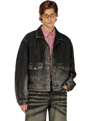 DIESEL® Trucker Jacket In Dirty-effect Denim - Black