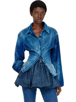DIESEL® Shirt In Velvet Denim - Blue