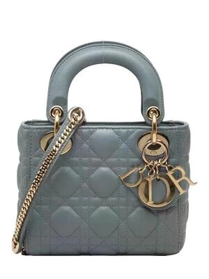 Dior 2018 Mini Lambskin Cannage Lady Satchel - Blue