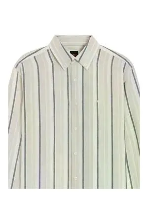 BOSS Regular-fit Shirt In Striped Linen And Cotton - Neutrals