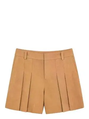Alice + Olivia Blaire Pleated Tailored Shorts - Brown