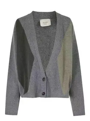 ALYSI Argyle-pattern V-neck Cardigan - Grey