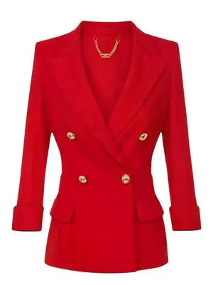 Elisabetta Franchi Double-breasted Peplum-hem Blazer Red