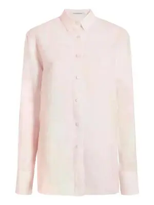 Another Tomorrow Oversized Button-front Linen Shirt - Pink