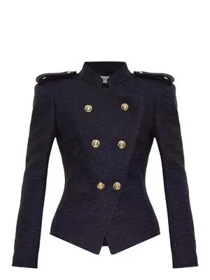Balmain Tweed 6-button Jacket - Blue
