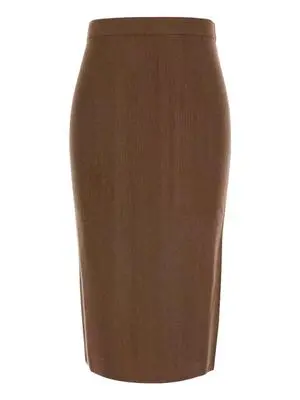 MAX MARA Zucca Ribbed-knit Midi Skirt