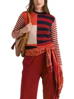 Malìparmi Rhythm Block Intarsia-knit Long-sleeved T-shirt - Red