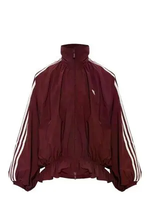 Adidas 3-stripes Gathered-detail Oversized Jacket Red