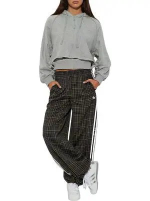Adidas Layered-effect Cropped Hoodie Grey