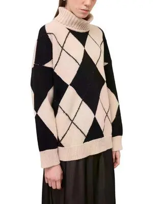OTTOD'AME Argyle-intarsia Roll-neck Sweater - Neutrals