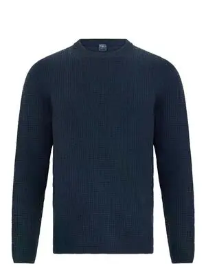 Fedeli Waffle-knit Crew-neck Sweater - Blue