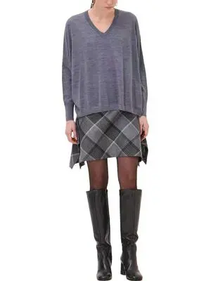 OTTOD'AME V-neck Drop-shoulder Knit - Grey