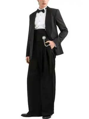 Dolce & Gabbana Double-breasted Tuxedo Jacket In Techno Gabardine - Black