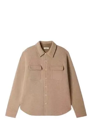 Sandro Boiled Wool Overshirt - Neutrals