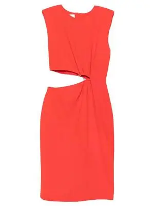 Ba&sh Iris Cut-out Padded-shoulder Midi Dress - Red